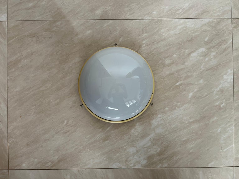 Midcentury Bakelite/Glass Ceiling Lamp/Flush Mount or Wall Lamp, 1960s ...