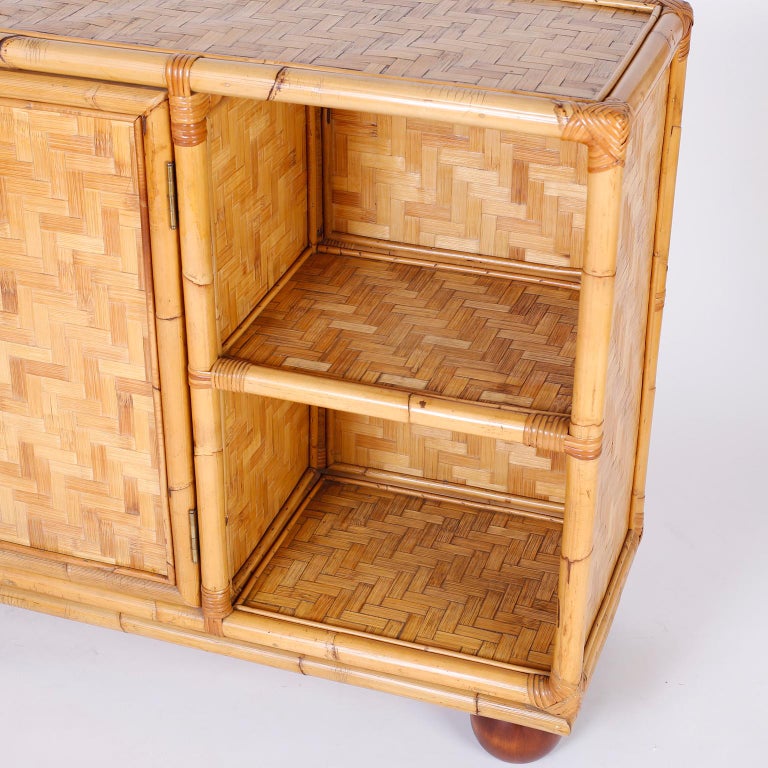 Midcentury Bamboo and Wicker Cabinet or Server For Sale at 1stdibs