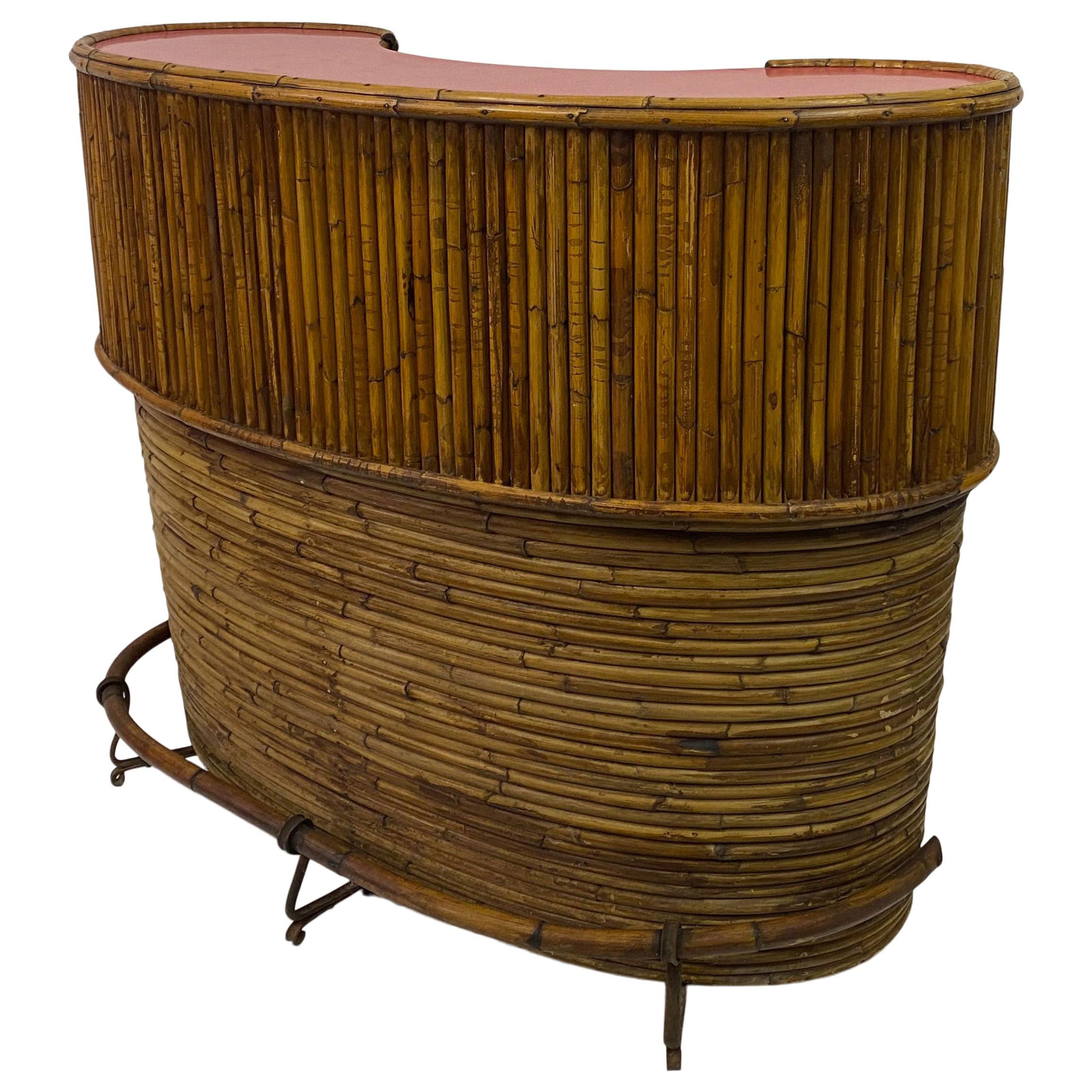 Mid Century Bamboo Cocktail Bar at 1stDibs