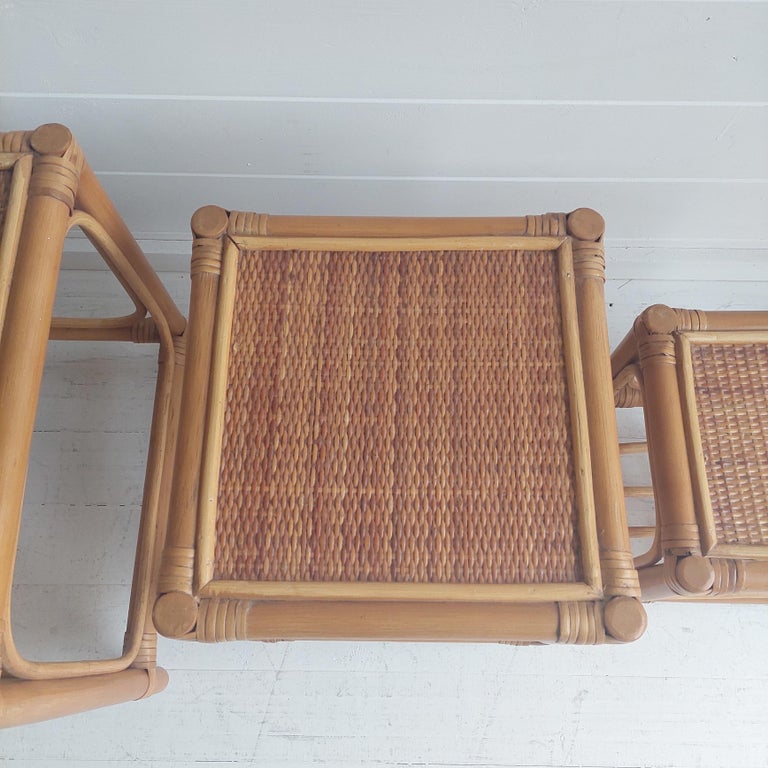 Mid Century Bamboo Cube Nest of Tables Rattan Cane, 196-70s For Sale at ...