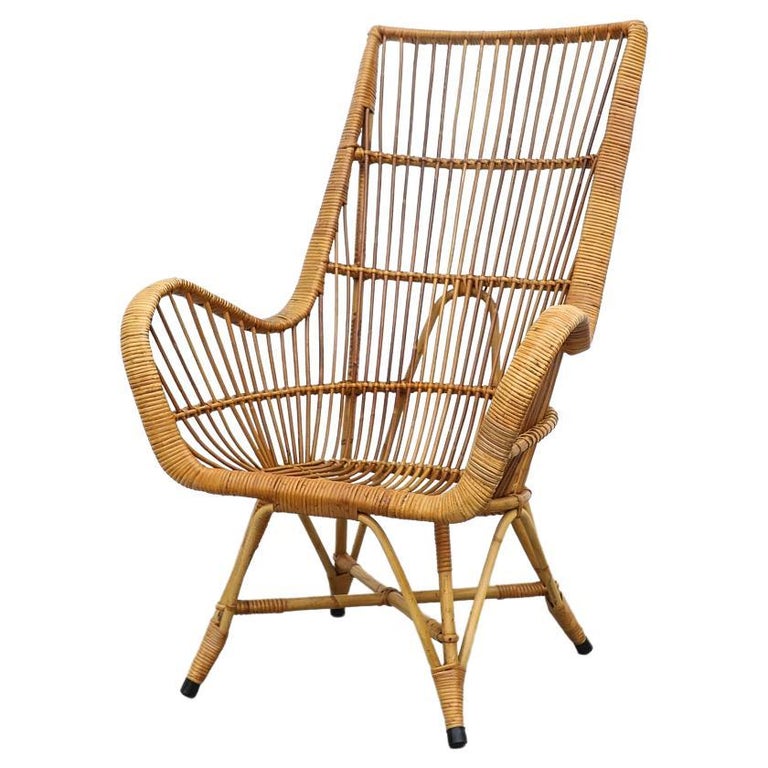 Mid-Century Bamboo Lounge Chair For Sale at 1stDibs