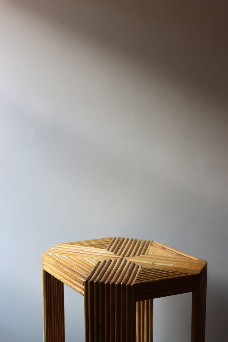 Mid Century Bamboo Reeded Side Table For Sale at 1stDibs