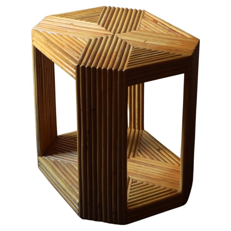 Mid Century Bamboo Reeded Side Table For Sale at 1stDibs