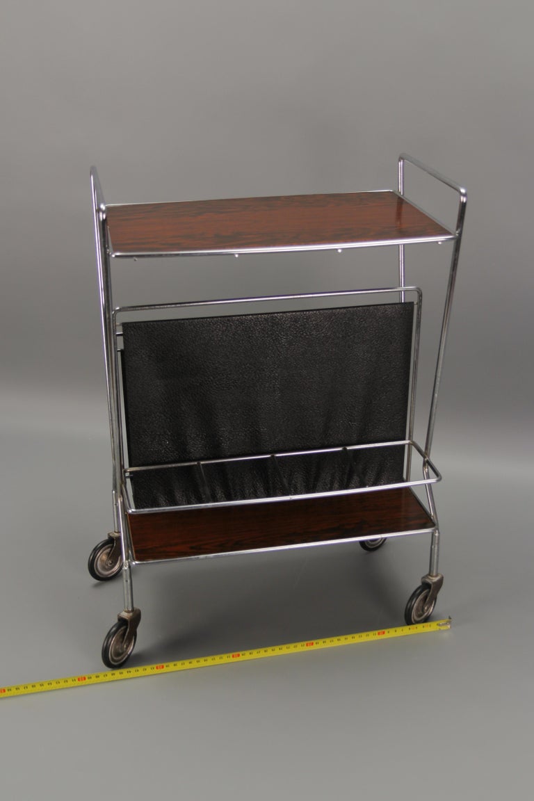 Mid-Century Bar Cart with Magazine Rack, Germany, 1970s For Sale at 1stDibs