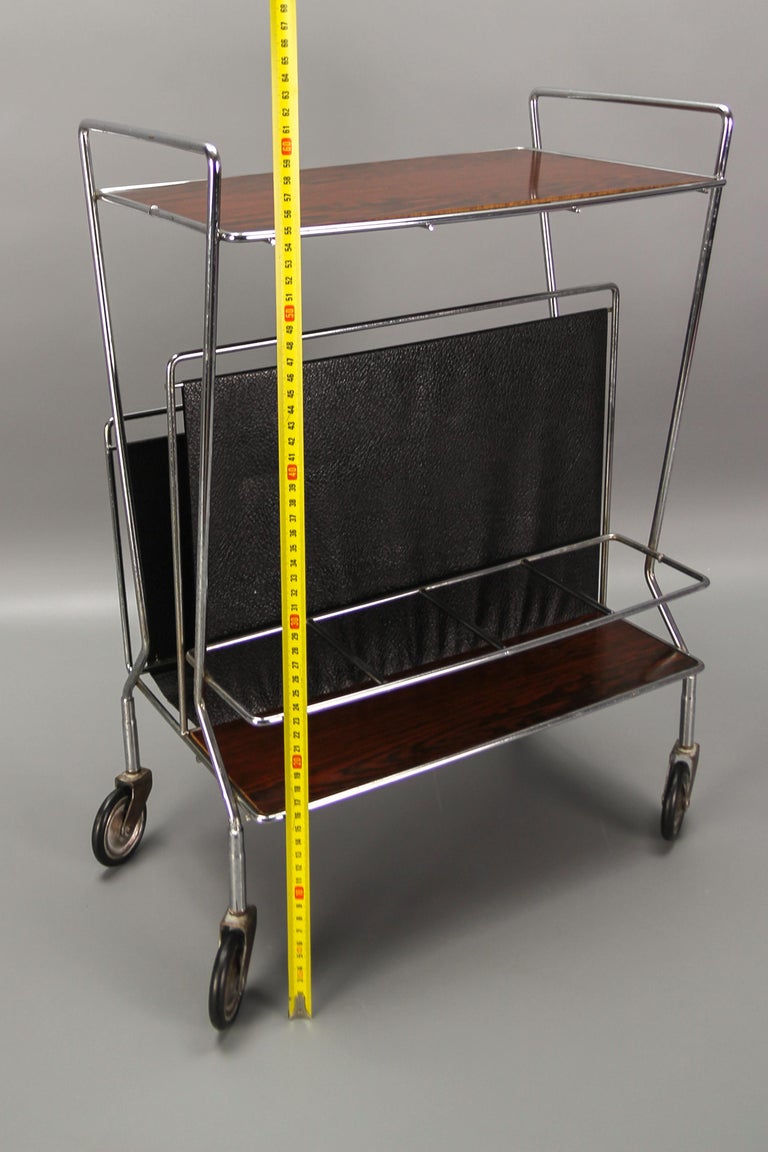 Mid-Century Bar Cart with Magazine Rack, Germany, 1970s For Sale at 1stDibs