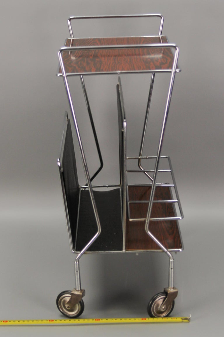 Mid-Century Bar Cart with Magazine Rack, Germany, 1970s For Sale at 1stDibs