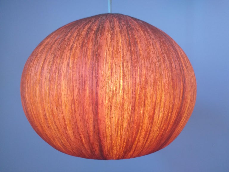 Midcentury Bast, Wood and Veneer Pendant, Denmark, 1960s at 1stDibs