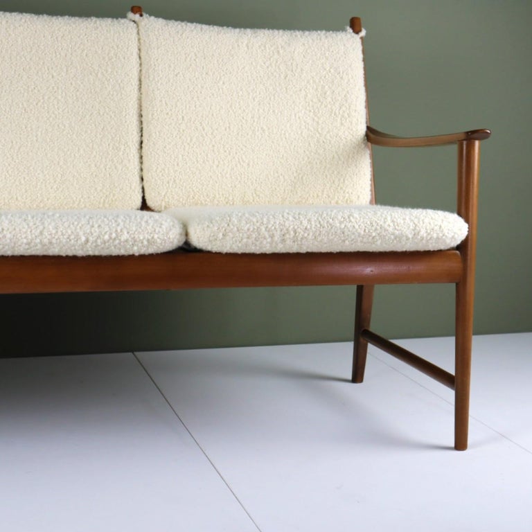 Midcentury Beech 3-Seater Sofa Bench For Sale at 1stDibs
