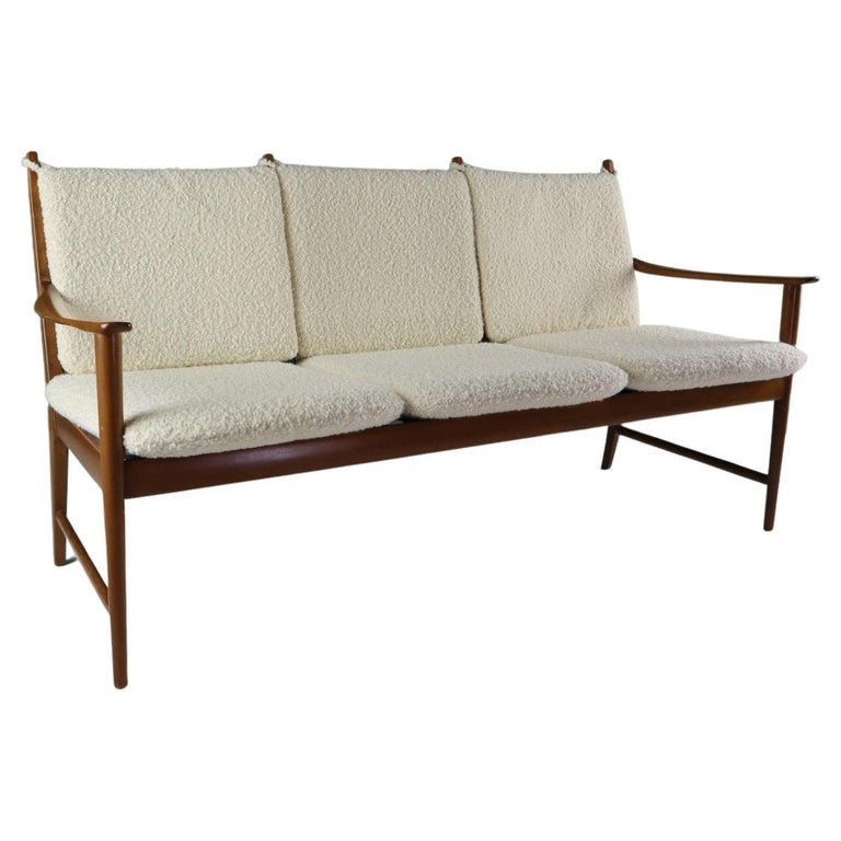 Midcentury Beech 3-Seater Sofa Bench For Sale at 1stDibs