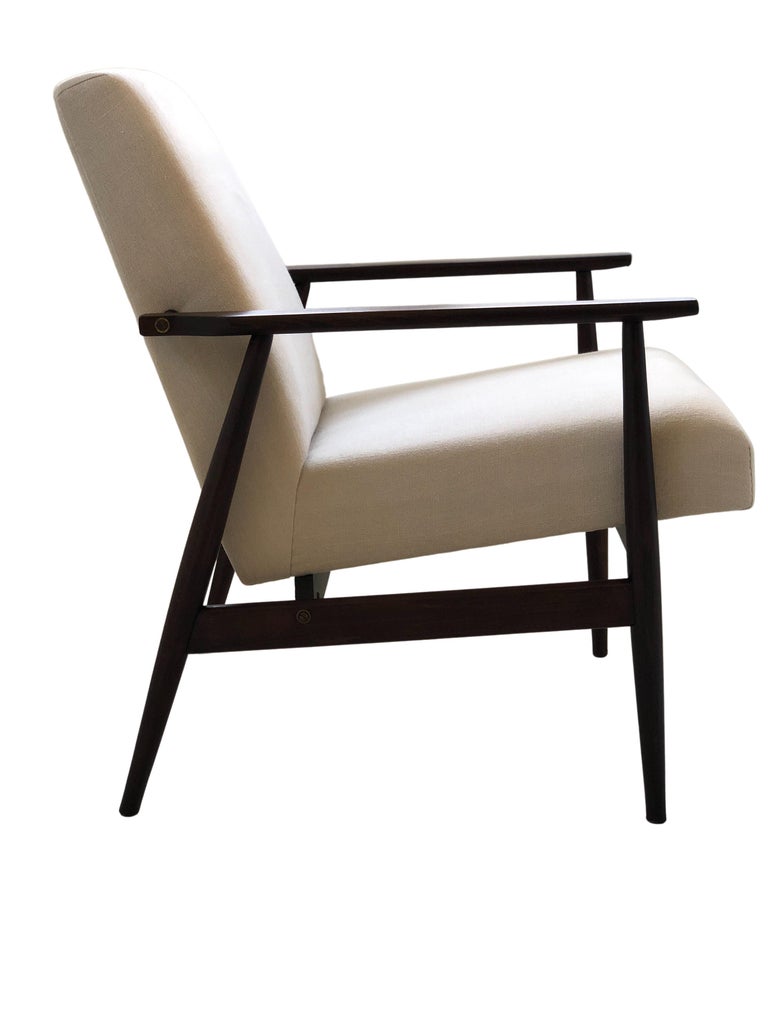 Mid Century Beige Linen Armchair by Henryk Lis, 1960s For Sale at 1stDibs