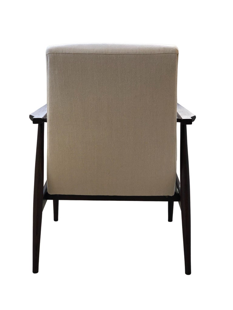 Mid Century Beige Linen Armchair by Henryk Lis, 1960s For Sale at 1stDibs