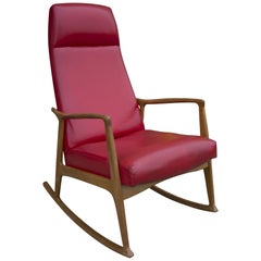 Early Rare Peter Danko Bentwood Rocking Chair and Ottoman at 1stDibs