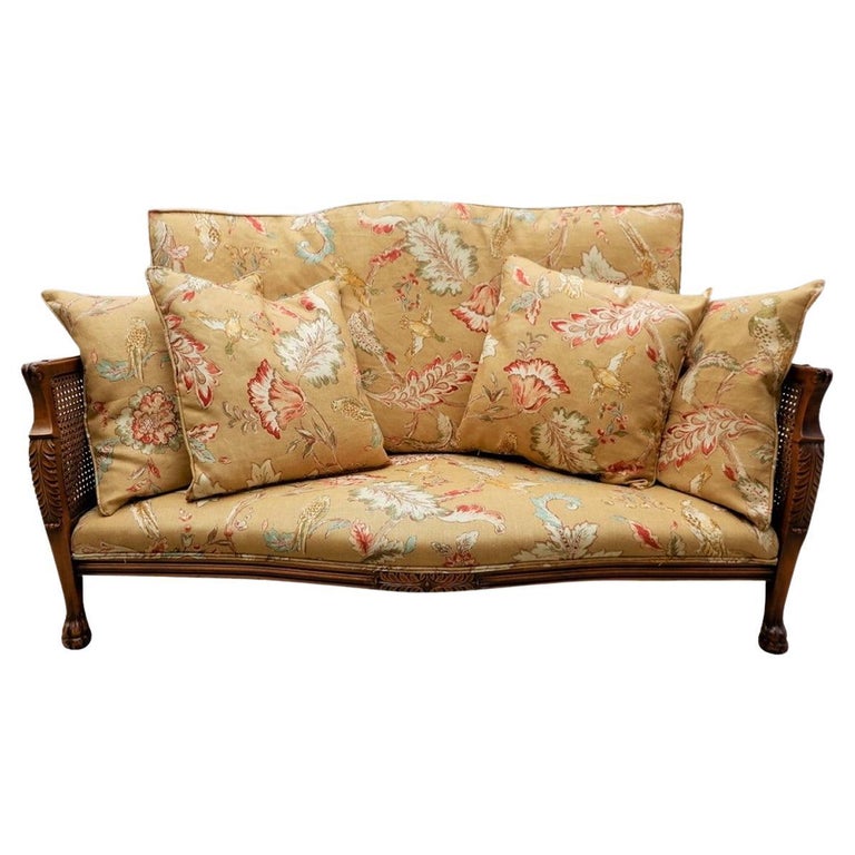 Mid Century Bergere Sofa Recovered For Sale at 1stDibs