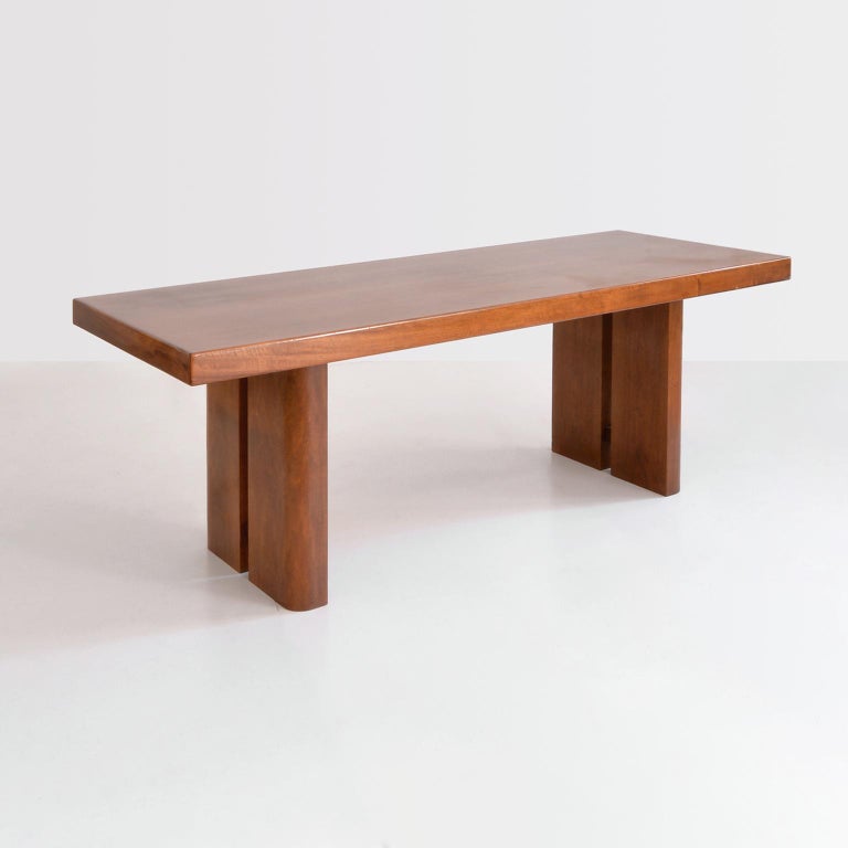 Mid-Century Bespoke Long Writing Table, High Gloss Lacquered Walnut ...