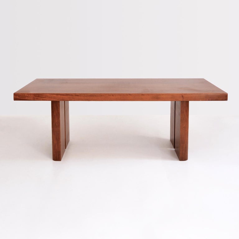 Mid-Century Bespoke Long Writing Table, High Gloss Lacquered Walnut ...