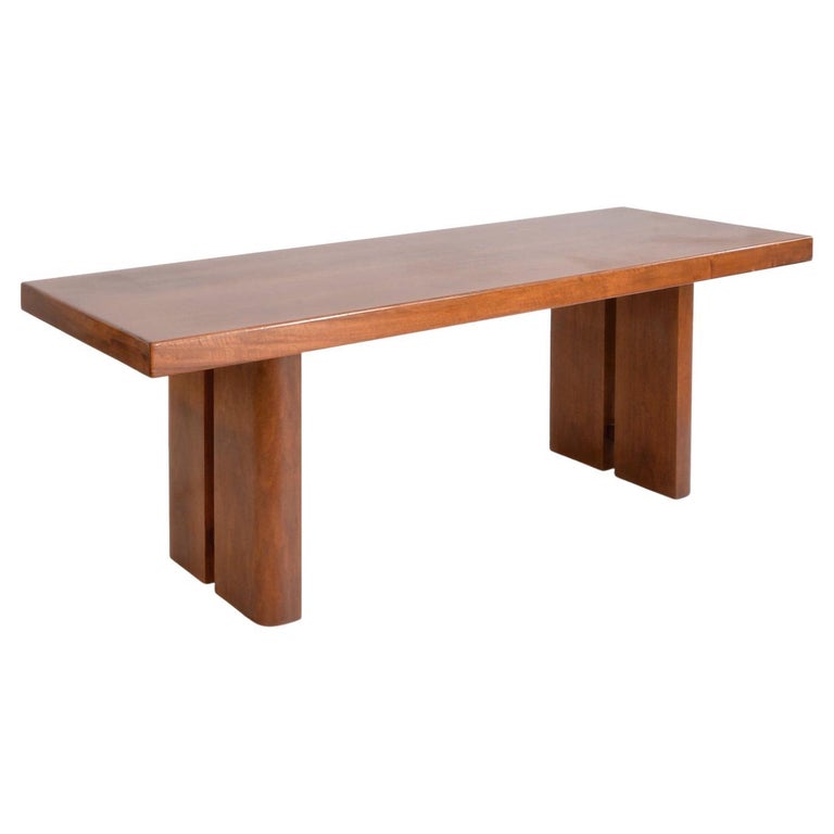 Mid-Century Bespoke Long Writing Table, High Gloss Lacquered Walnut ...