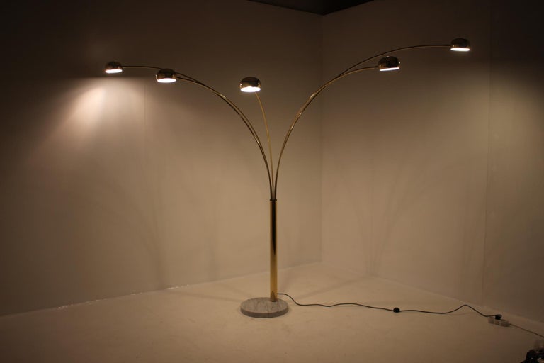 Midcentury Big Brass Floor Lamp, Five Fingers, Italy at 1stDibs