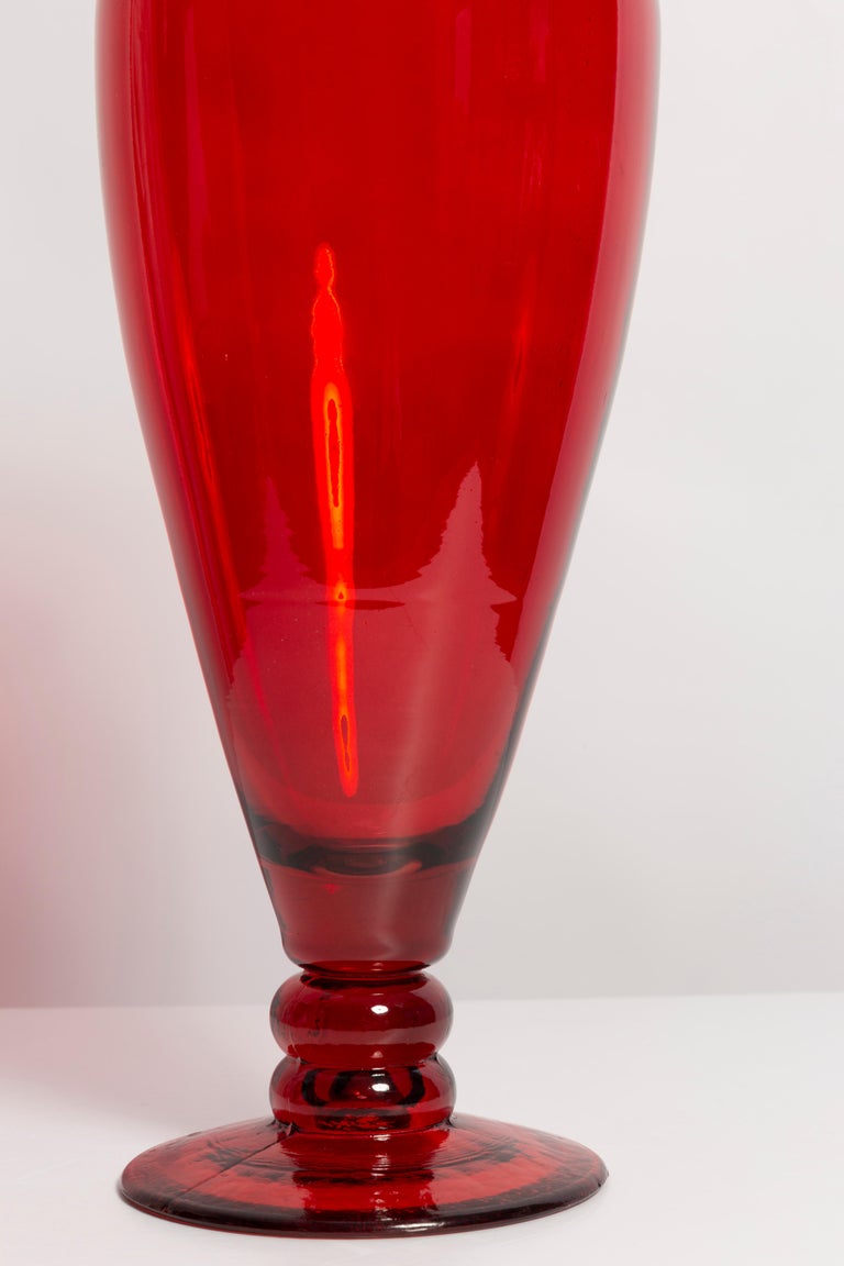 Mid-Century Big Vintage Red Vase, Poland, 1960s For Sale at 1stDibs