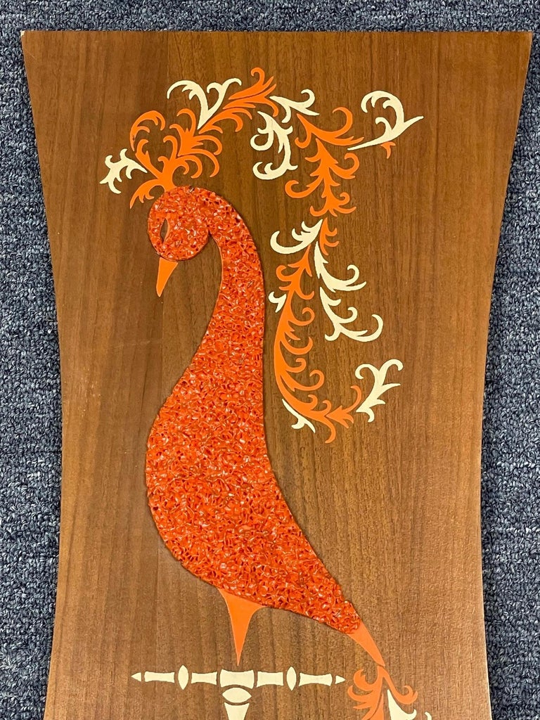 Mid-Century Bird Motif 3d Wood Wall Plaques, a Pair For Sale at 1stDibs