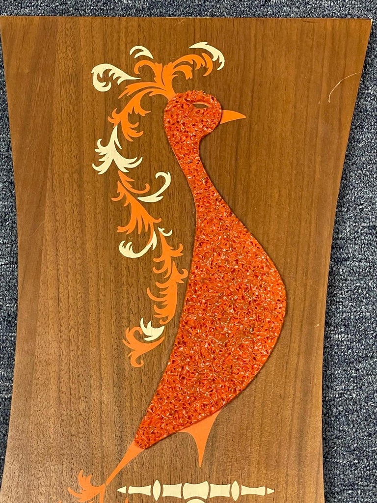 Mid-Century Bird Motif 3d Wood Wall Plaques, a Pair For Sale at 1stDibs