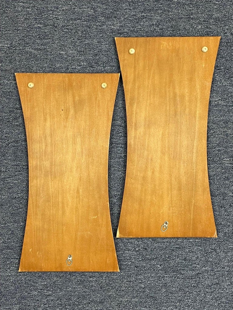 Mid-Century Bird Motif 3d Wood Wall Plaques, a Pair For Sale at 1stDibs