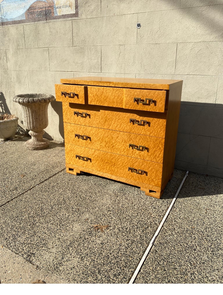 Mid-Century Birds Eye Maple Chest of Drawers For Sale at 1stDibs