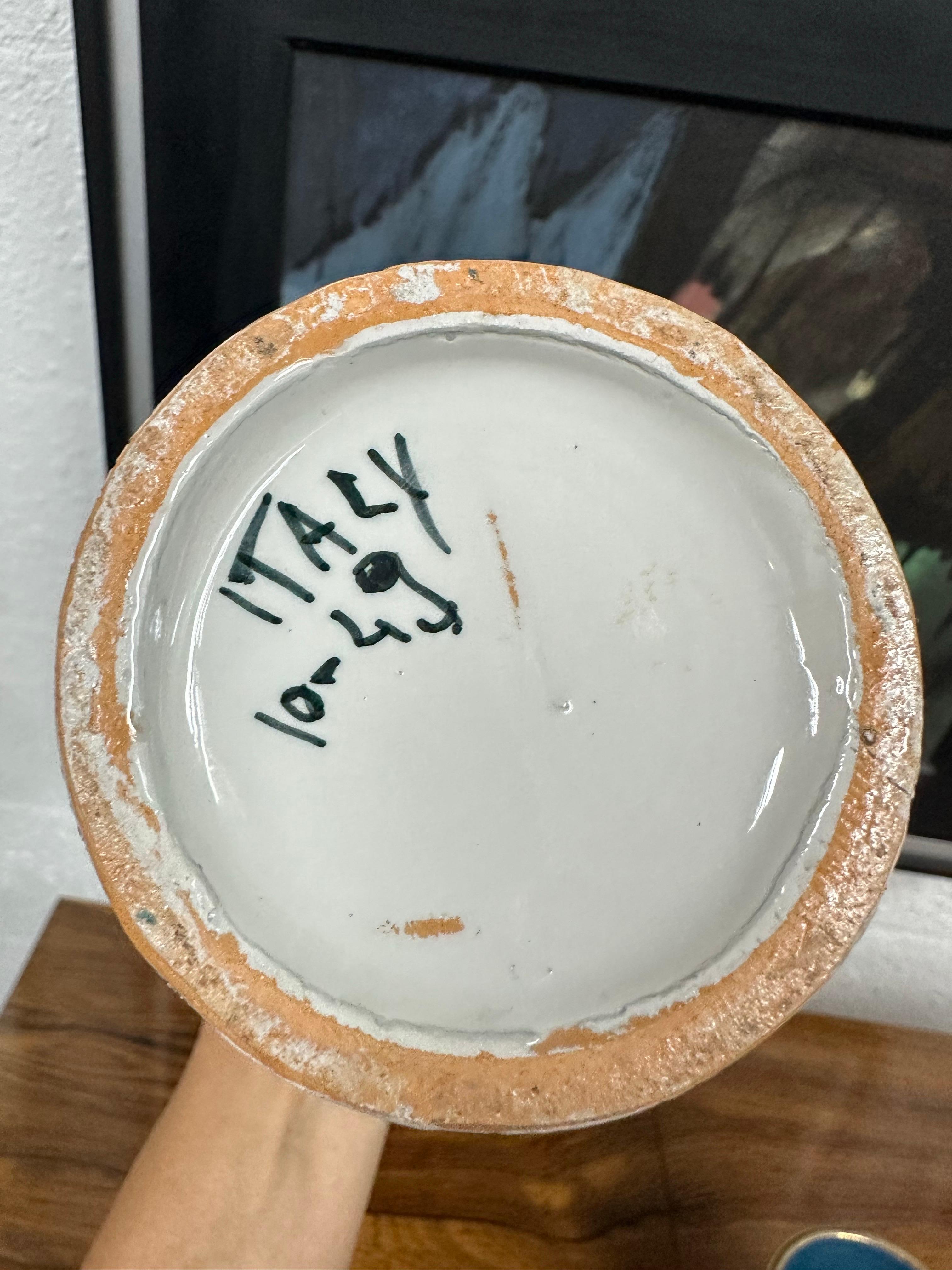 Mid Century Bitossi Seta Sgraffito Pitcher Turquoise and Gold Italian ...