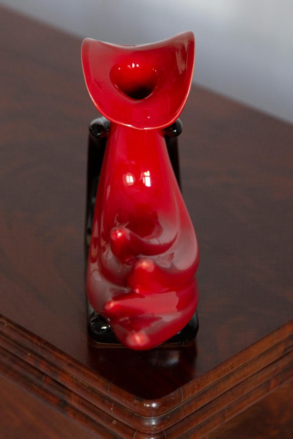Mid-Century Black and Red Artistic Vase, Europe, 1960s For Sale at 1stDibs