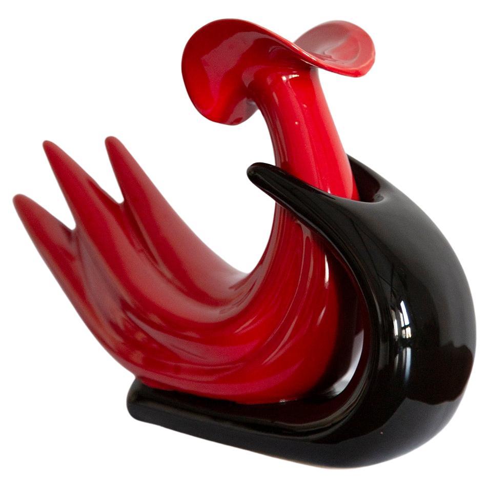 Mid-Century Black and Red Artistic Vase, Europe, 1960s For Sale at 1stDibs