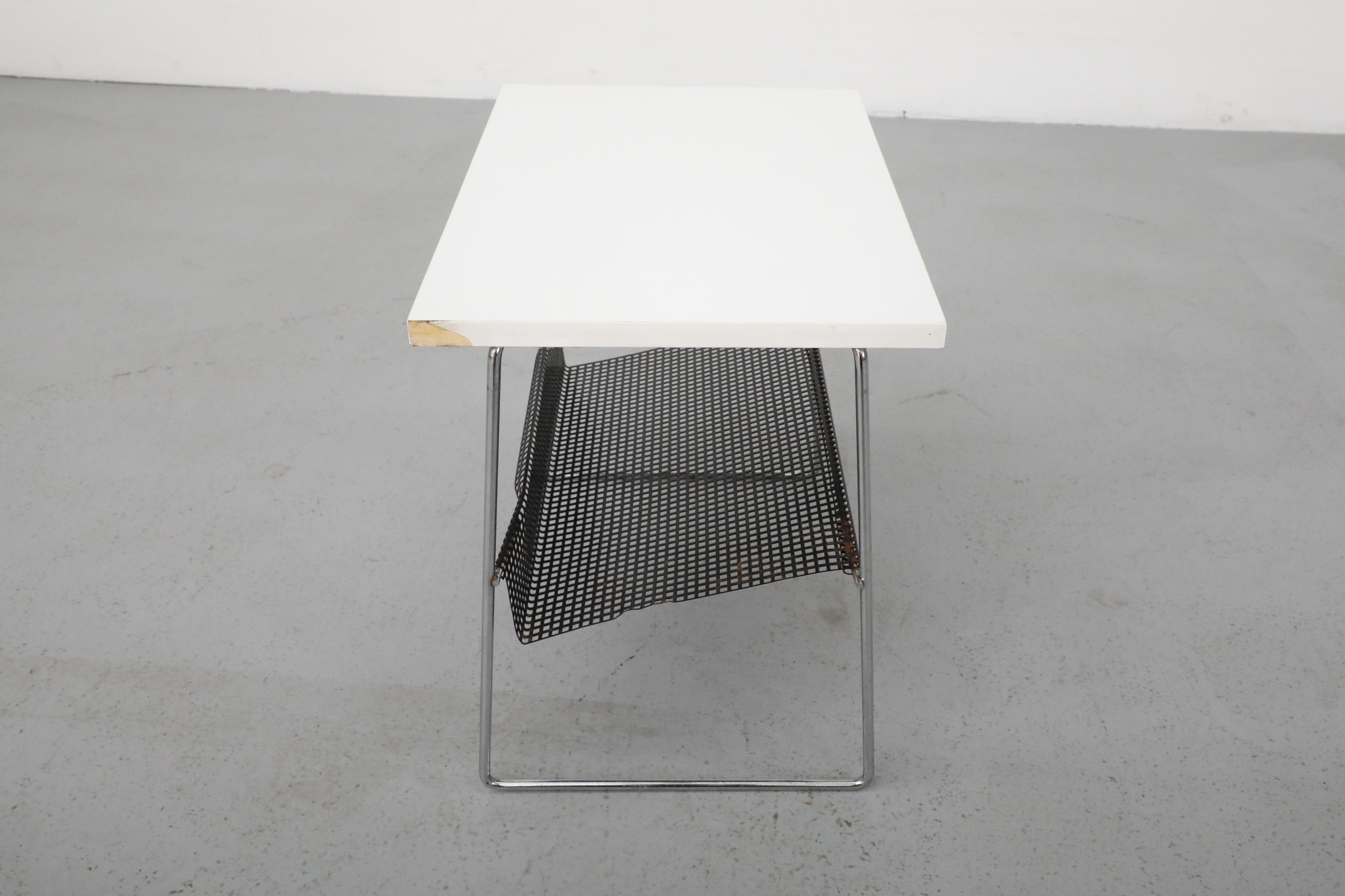 Mid-Century Black and White Pilastro Telephone Table with Perforated ...