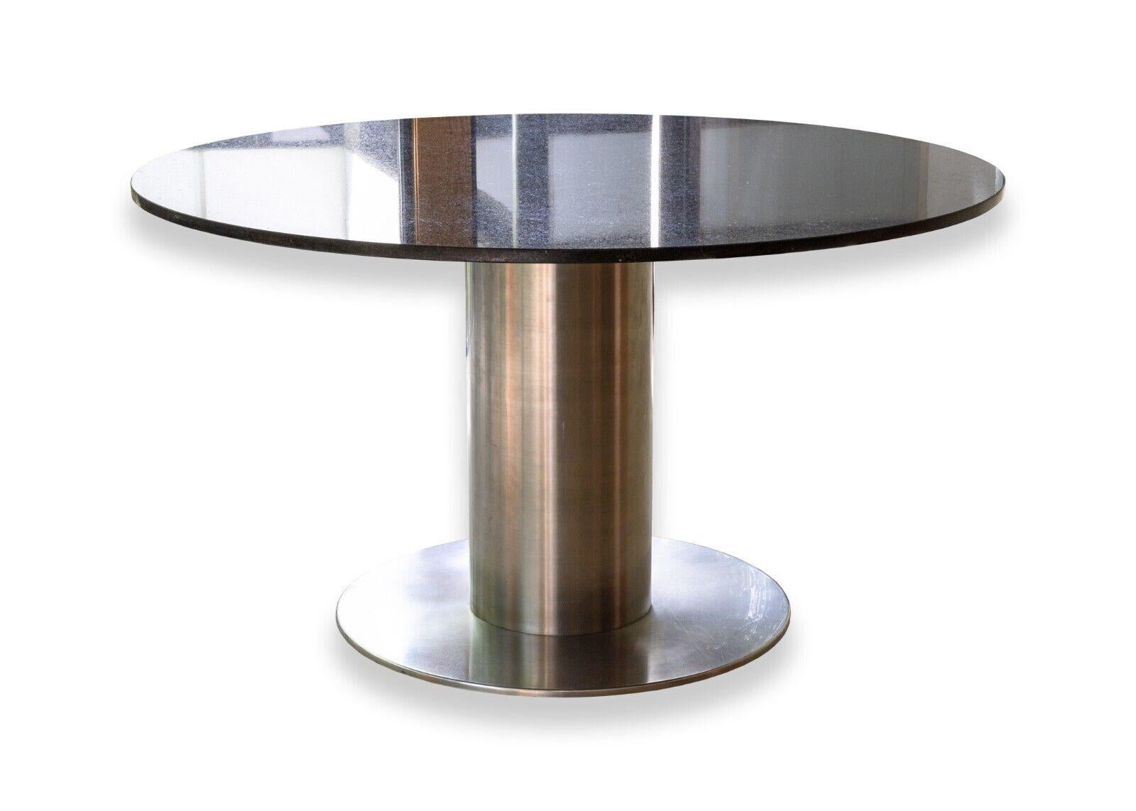 Mid Century Black Granite Steel Dining Table and Set of 5 Pollock ...