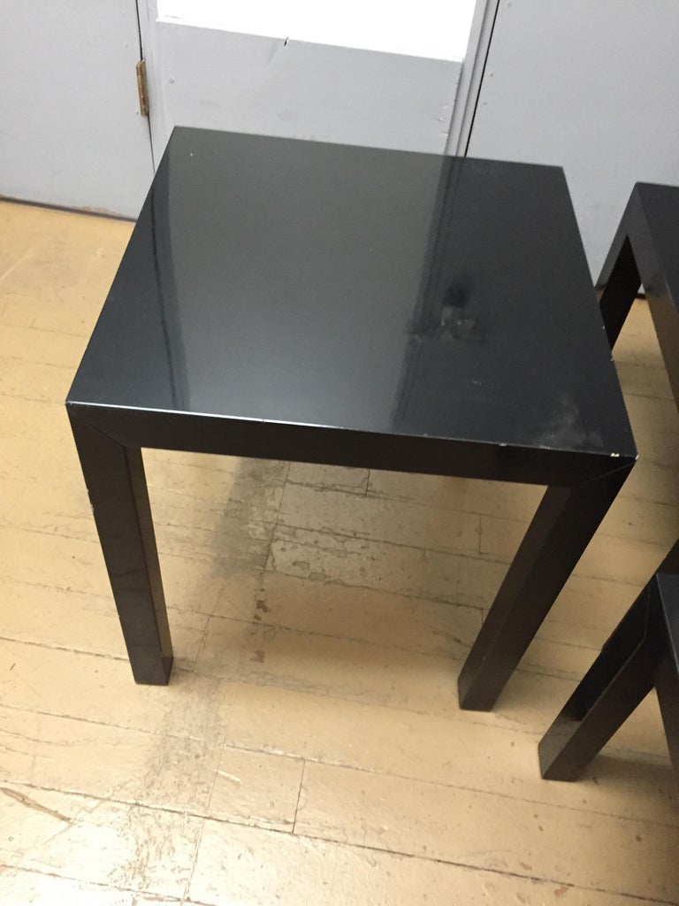 Mid-century Modern Black Lacquer Tables / Set of Three For Sale at 1stDibs