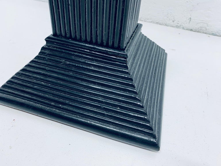 Midcentury Black Lacquered Pencil Reed Rattan Pedestal Table For Sale ...