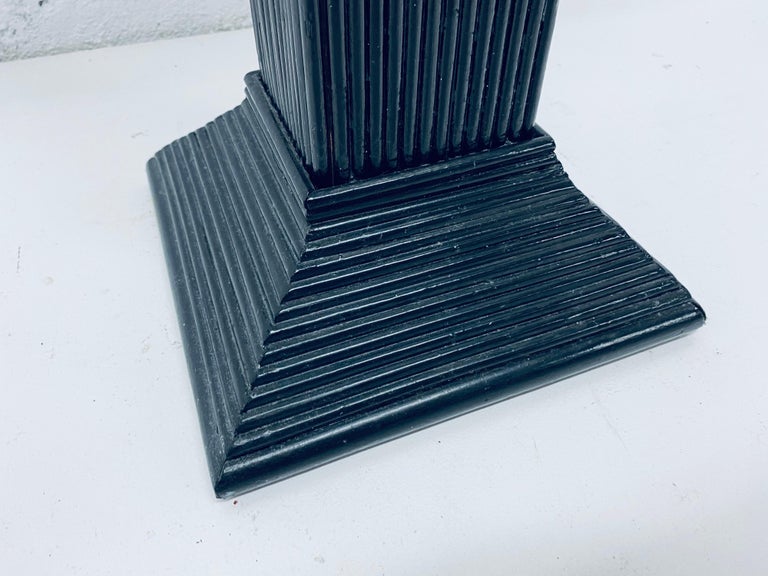 Midcentury Black Lacquered Pencil Reed Rattan Pedestal Table For Sale ...
