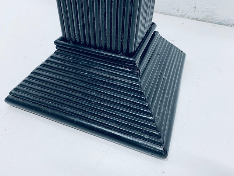 Midcentury Black Lacquered Pencil Reed Rattan Pedestal Table For Sale ...
