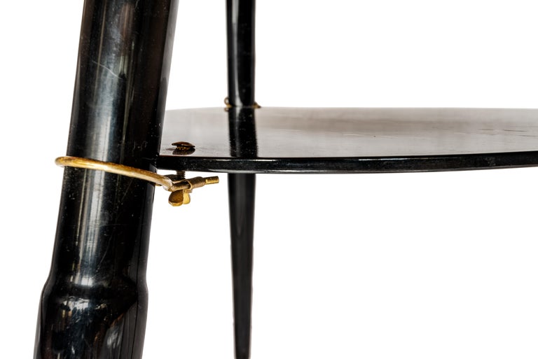 Midcentury Black Lacquered Wood and Resopal Glass Plate, Ilse Möbel ...