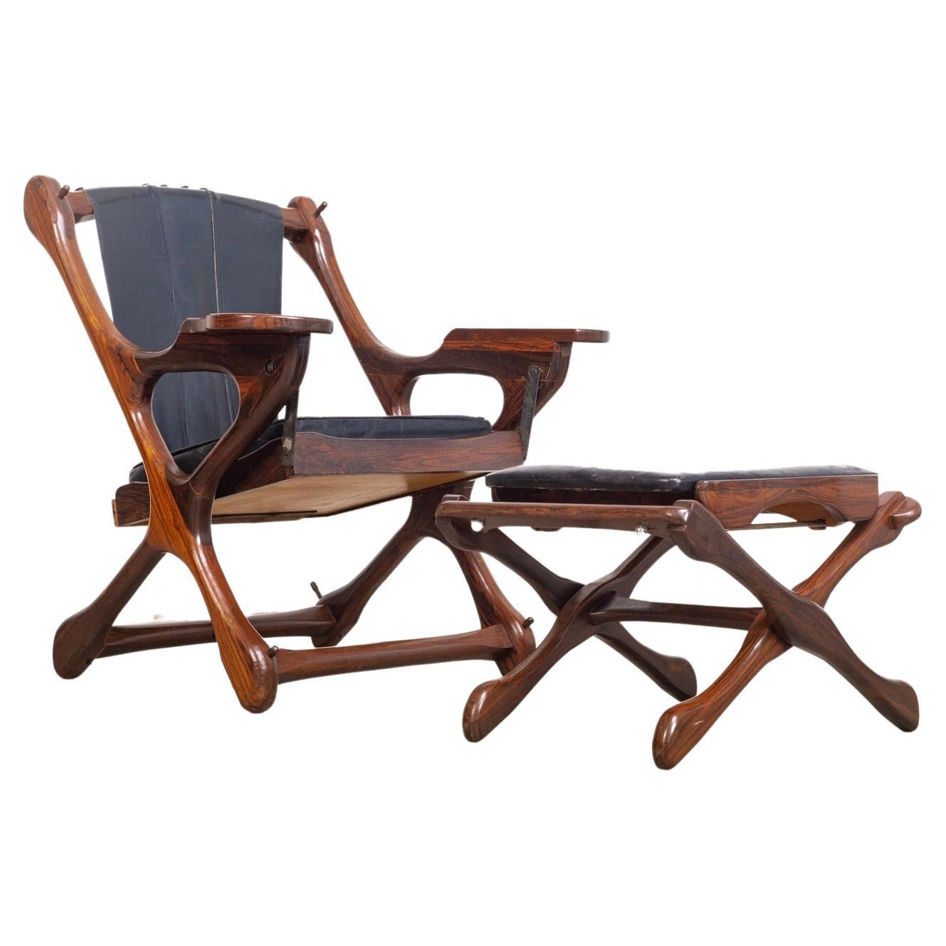 Don Shoemaker Solid Rosewood and Leather Lounge Chair at 1stDibs