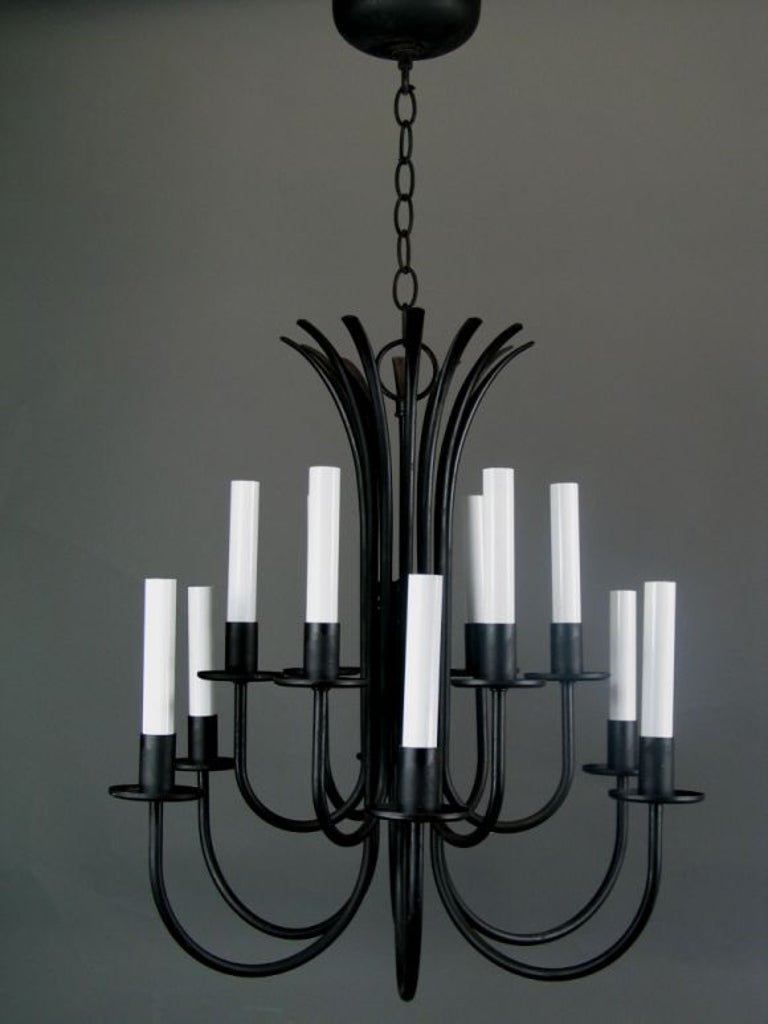 Mid Century Black Modern Chandelier For Sale at 1stDibs