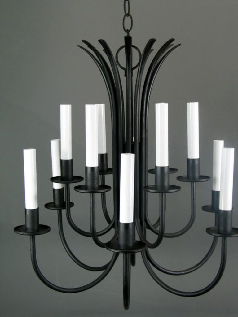 Midcentury Black Modern Chandelier For Sale at 1stdibs