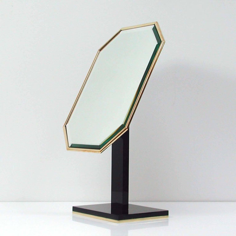 Midcentury Black Plexi Glass and Brass Table Mirror by Chanel, 1960s at ...