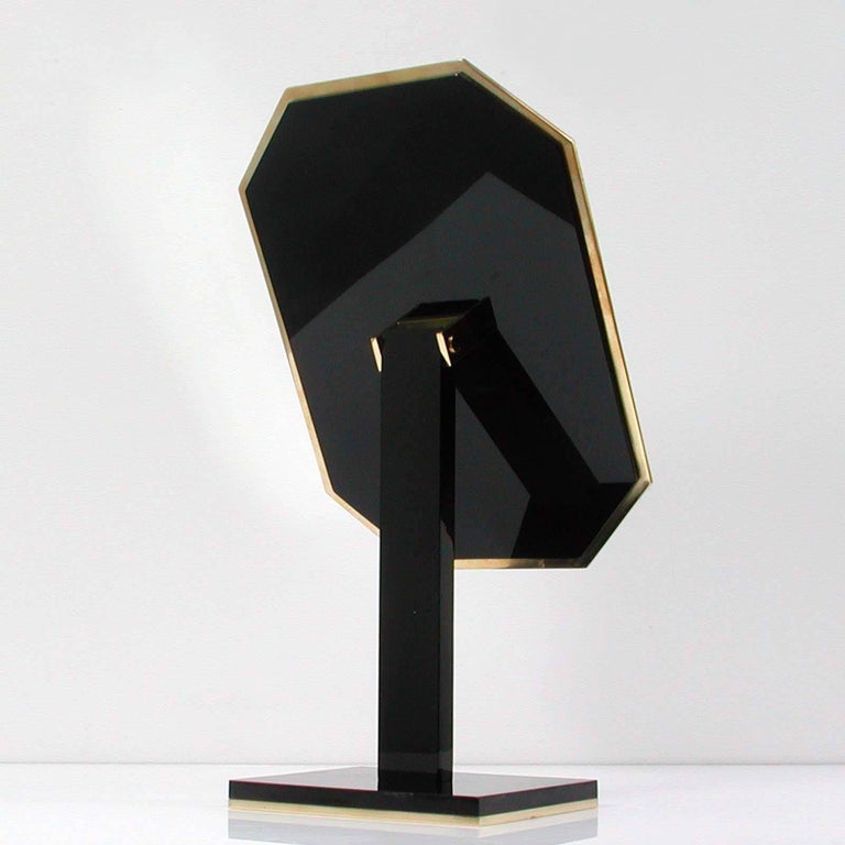 Midcentury Black Plexi Glass and Brass Table Mirror by Chanel, 1960s at ...