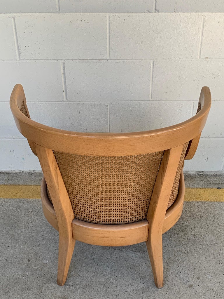 Midcentury Bleached and Caned Barrel Back Chair For Sale at 1stDibs