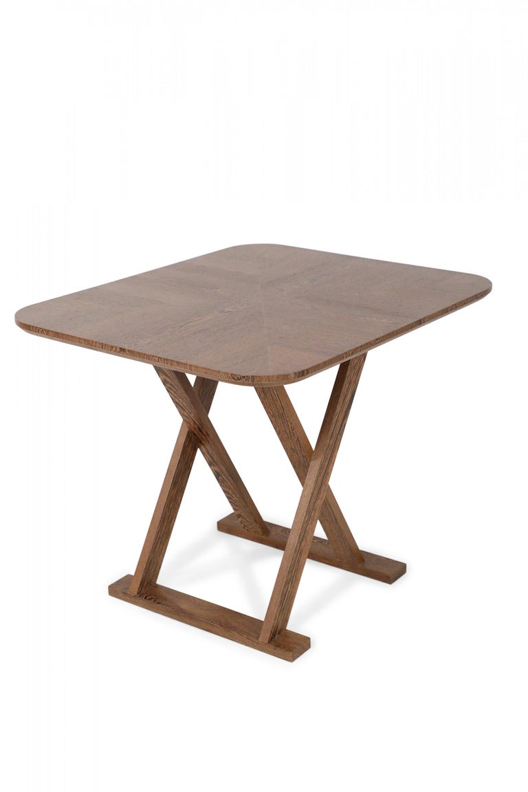 Mid-Century Bleached Wenge Rounded Corner Rectangular X-Base Side / End ...