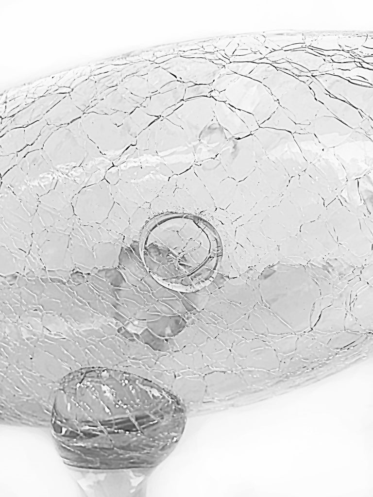 Mid-Century Blenko Crackle Glass Footed Fish Sculpture For Sale at 1stDibs