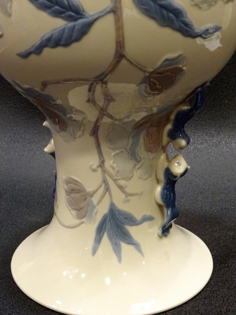 Midcentury Blue and White Lladro Spanish Porcelain Vase in Oriental ...