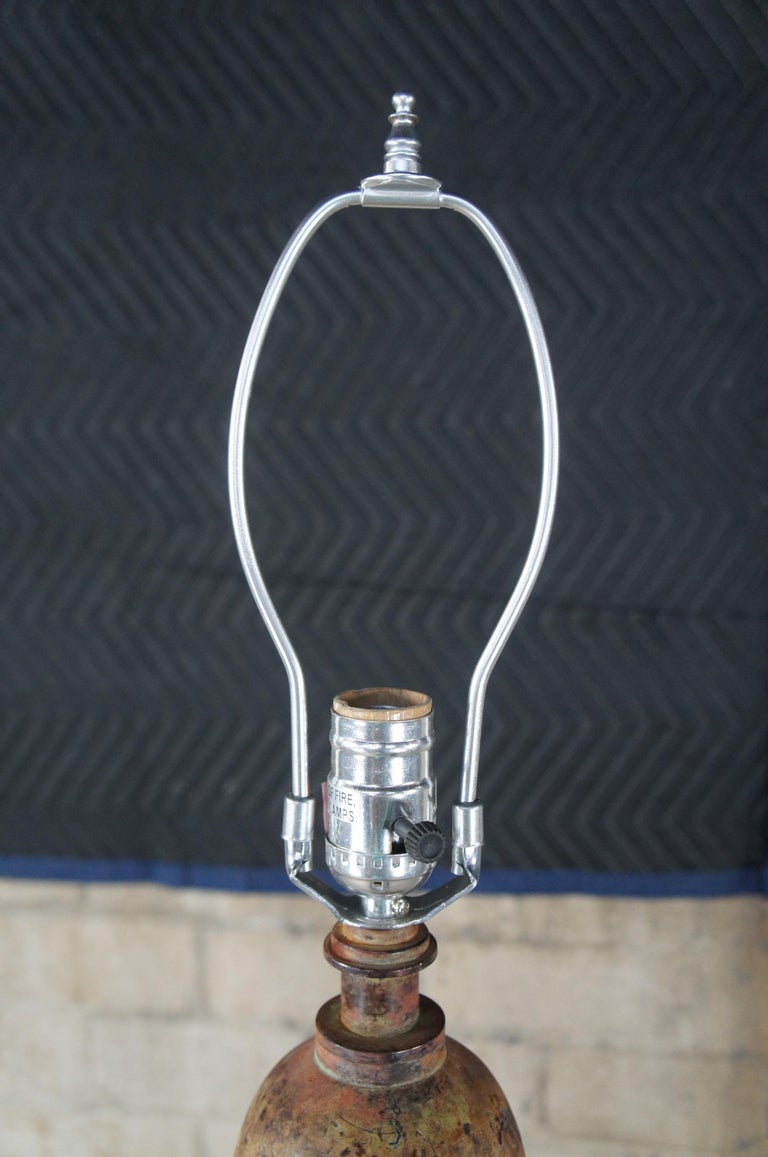 Midcentury Bobbin Stacked Heavy Industrial Rustic Brass Floor Lamp For ...