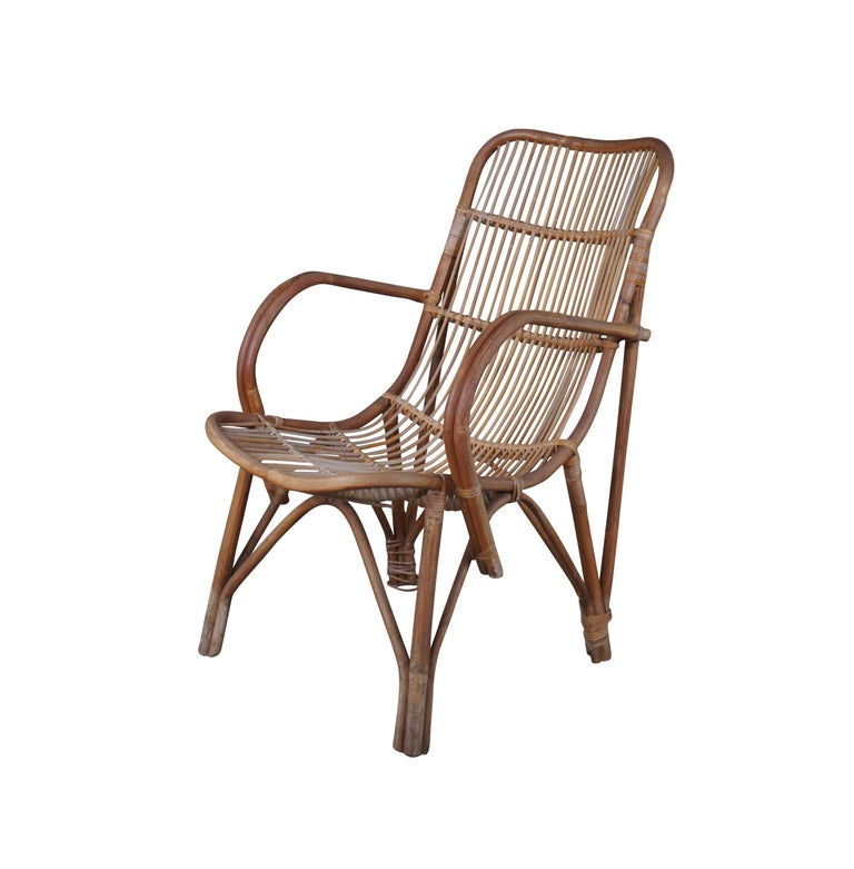 Midcentury Bohemian Bamboo and Rattan Bentwood Lounge Armchair Boho ...