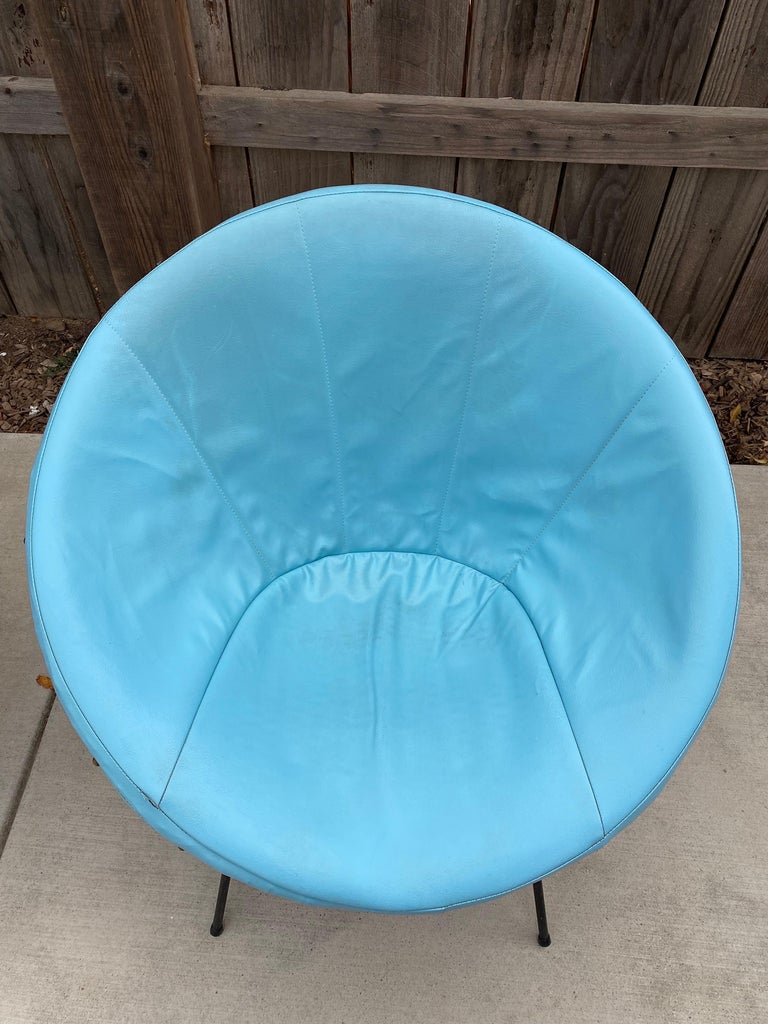 Midcentury Boho Chic Turquoise Rattan Scoop Chairs, a Pair For Sale at ...