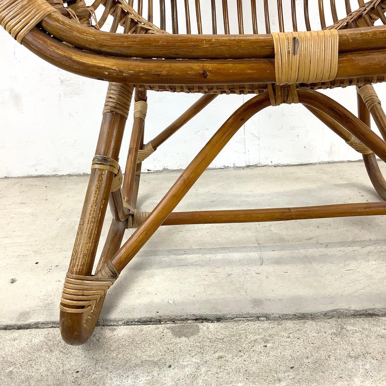 Midcentury Boho Style Bamboo Accent Chair For Sale at 1stDibs