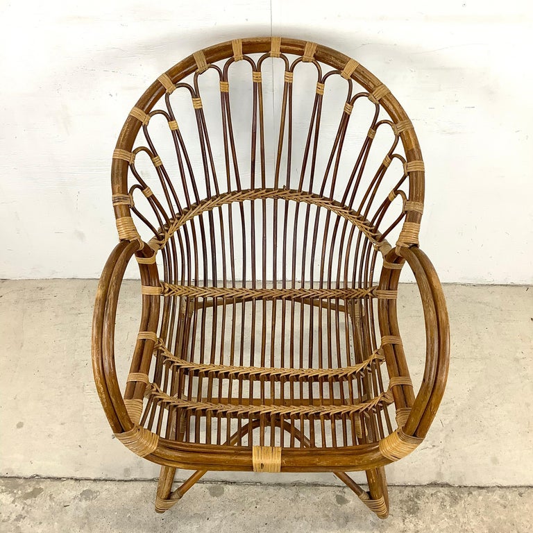 Midcentury Boho Style Bamboo Accent Chair For Sale at 1stDibs